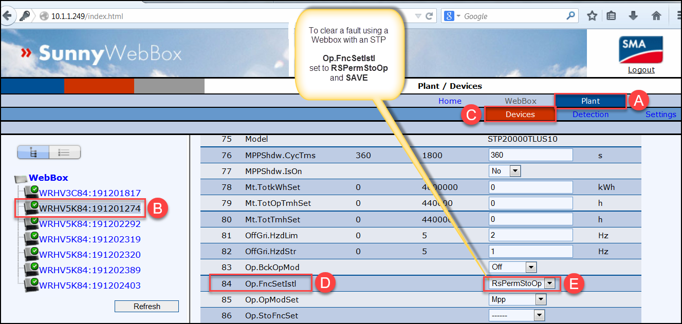 SUNNYWEBBOXU: How to Reset an SMA US Model Inverter Connected to a WebBox